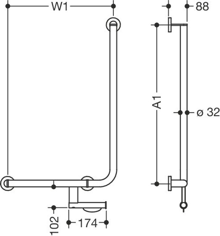 L-shaped support rail | HEWI