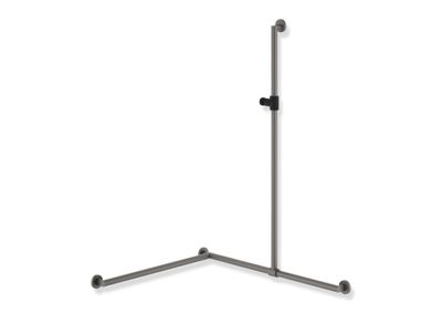 Shower grab rail with sideways adjustable vertical support bar and ...