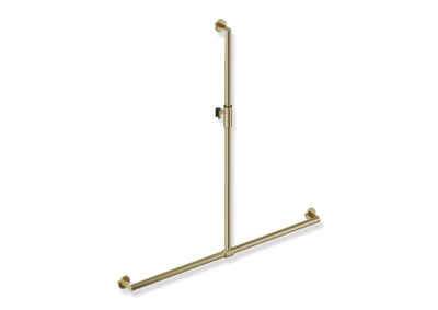 Shower grab rail with sideways adjustable vertical support bar and ...