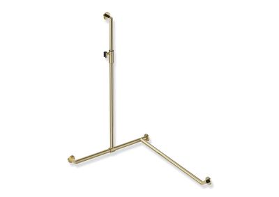 Shower grab rail with sideways adjustable vertical support bar and ...