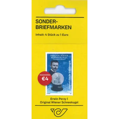 "Erwin Perzy I – Original Wiener Schneekugel" 4x1,00 Sondermarken-Set ...